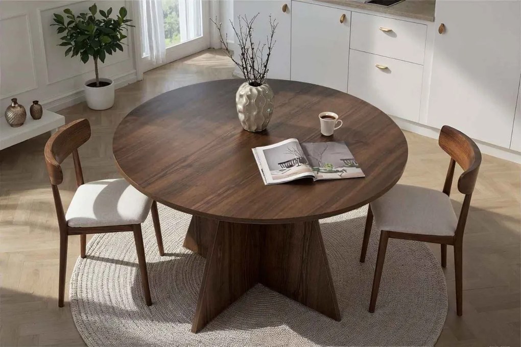 Designový jídelní stůl Kahedin 120 cm vzor ořech