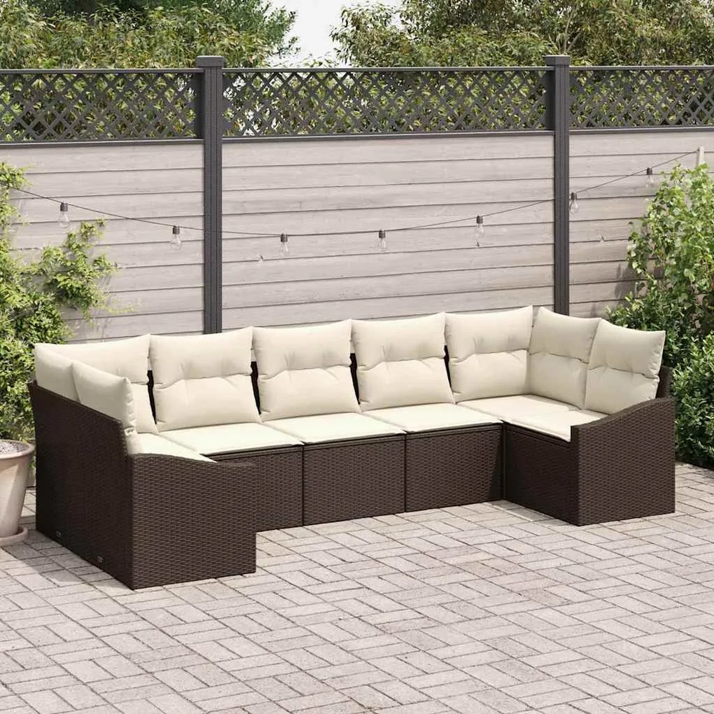 Set pohovek 7 ks Hnědá polyratan 3346868