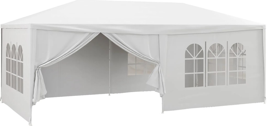Outsunny Zahradní Stan 6x3 m Odnímatelný Zahradní Altán se 4 Okny a 2 Zipovými Dveřmi, 6 Bočními Stěnami a Voděodolným Pavilonem pro Terasu, Patio a …