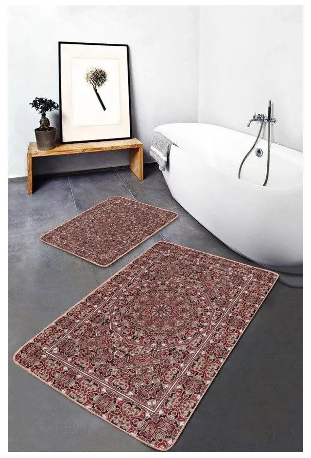 Hnědé sametové koupelnové předložky v sadě 2 ks 60x100 cm – Mila Home