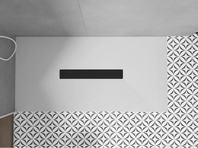 Mexen Toro, SMC obdélníková sprchová vanička 180 x 80 cm, bílá, černá krytka, 43108018-B