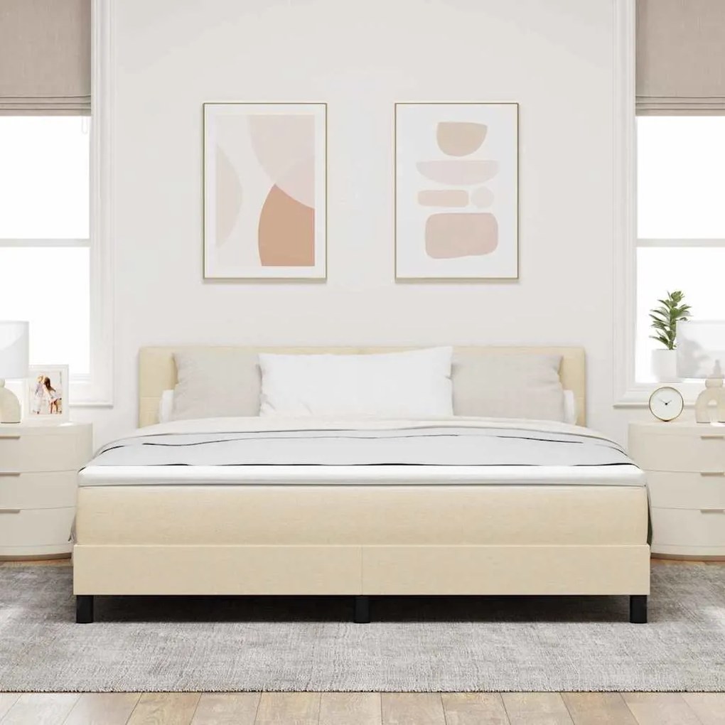 Postel s boxspringem s čelo Krémová 180 x 200 cm textil 3338711