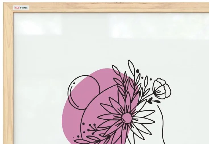 Allboards,Magnetický obraz- portrét ženy růžový č.1 60x40cm v přírodním dřevěném rámu,TM64D_00069