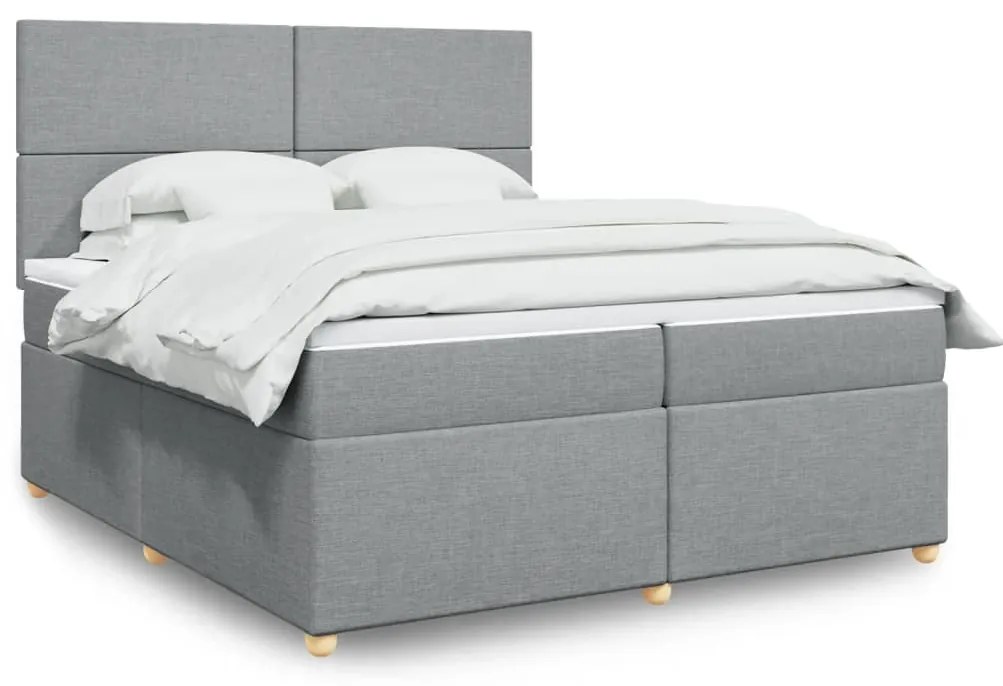 Box spring postel s matrací světle šedá 200 x 200 cm textil 3291380