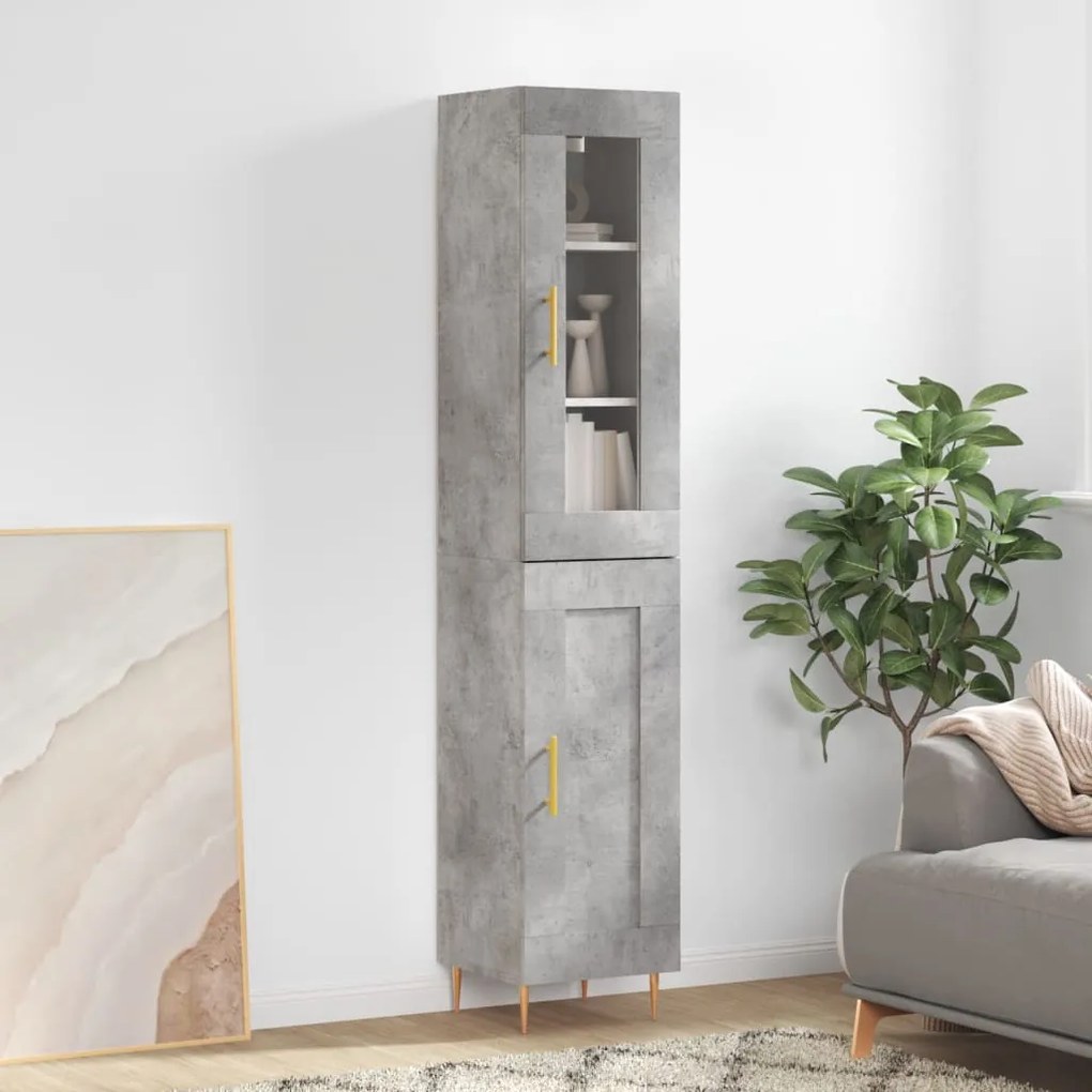 Skříň highboard betonově šedá 34,5x34x180 cm kompozitní dřevo