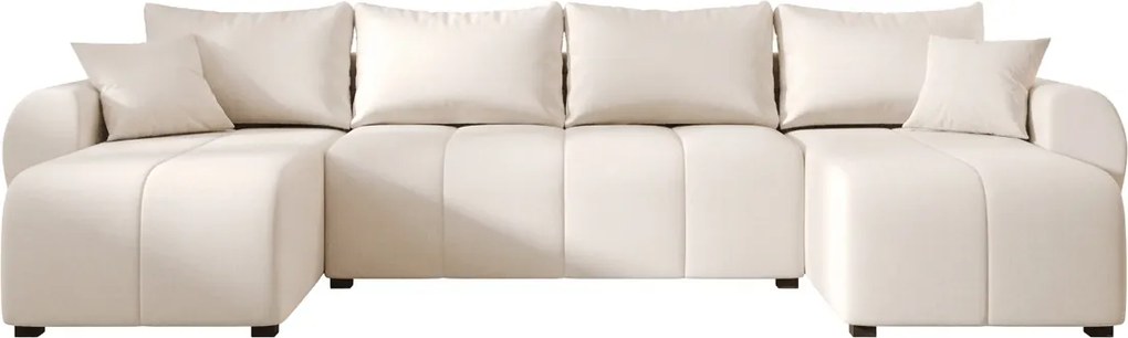 Rozkládací sedací souprava do U SEVIO 311x145 cm, krémová + 2 polštářky ZDARMA