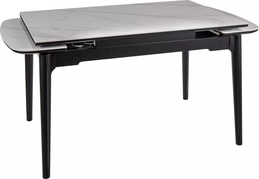 Jídelní rozkládací stůl Sento 120/180 cm keramika bílý mramor/černý