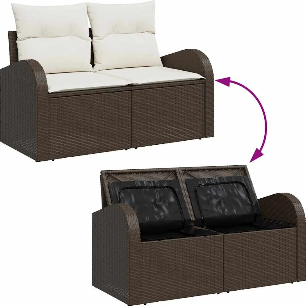 Set pohovek 6 ks Hnědá a bílá polyratan 3354777