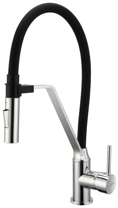 Invena Terra, kuchyňská baterie s elastickým ramenem, černá-chrom, INV-BZ-54-L04-D