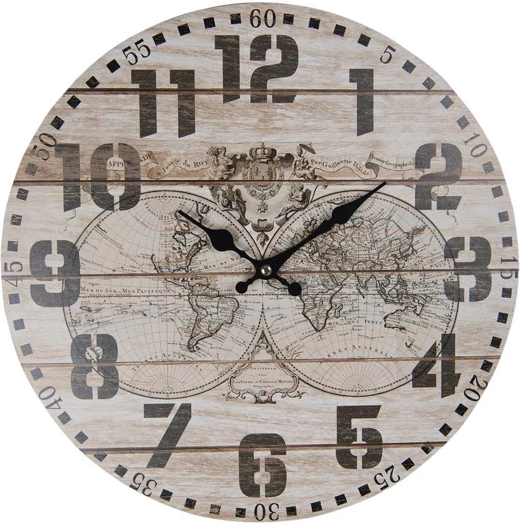 Nástěnné hodiny The World s patinou – Ø 34*1 cm / 1*AA