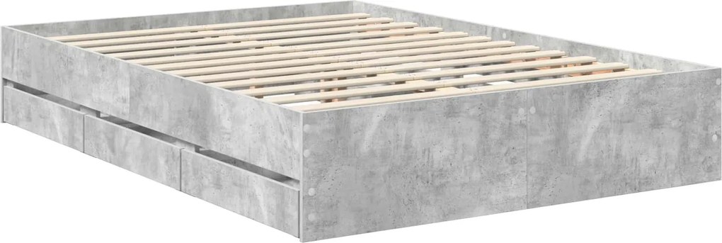 Rám postele s čelo Betonově šedá 140 x 200 cm Inženýrské dřevo 3411113