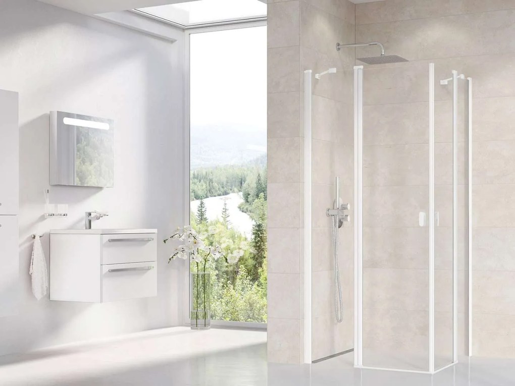 Ravak Chrome - Sprchové dveře CRV2-100, 100x195 cm, matná bílá/čiré sklo 1QVA0E00Z1