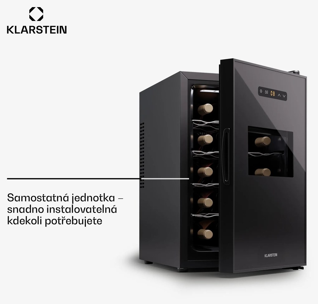 Klarstein Silent Vino 15 Uno, vinotéka, 39 l/15 lahví, 5-18 °C, dotykový displej