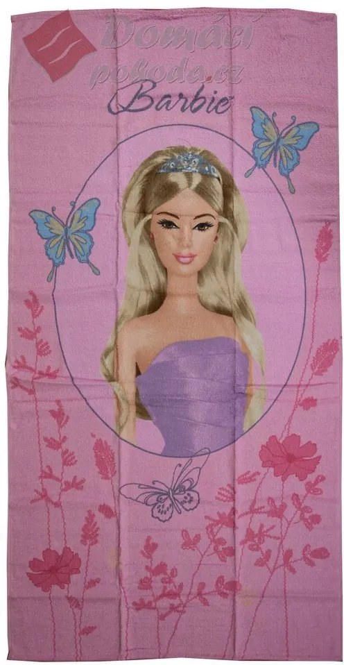 CTI Koupelnová froté osuška Barbie - růžová, 70x130 cm - 100% bavlna