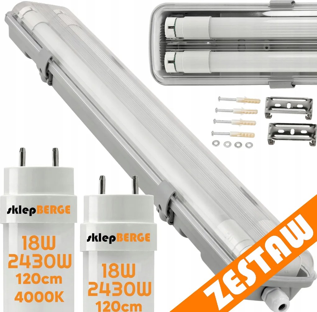 LED hermetické svítidlo 120 cm + 2x zářivkové trubice G13 PREMIUM 4860lm STRONG