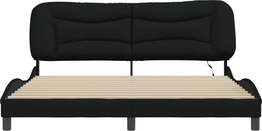 Rám postele s LED bez matrace Hvar černý 180x200 cm Látka 3213720