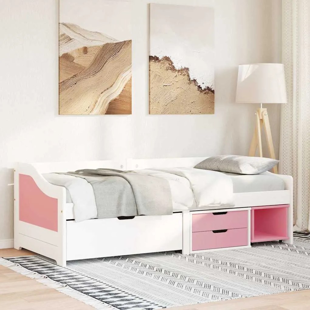 Válenda se 3 zásuvkami bez matrace bílá a růžová IRUN 90x200 cm 3314685