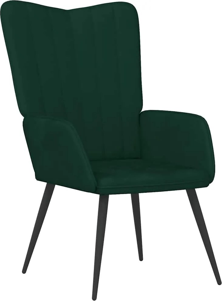 Relaxační křeslo se stoličkou tmavě zelené samet 327690
