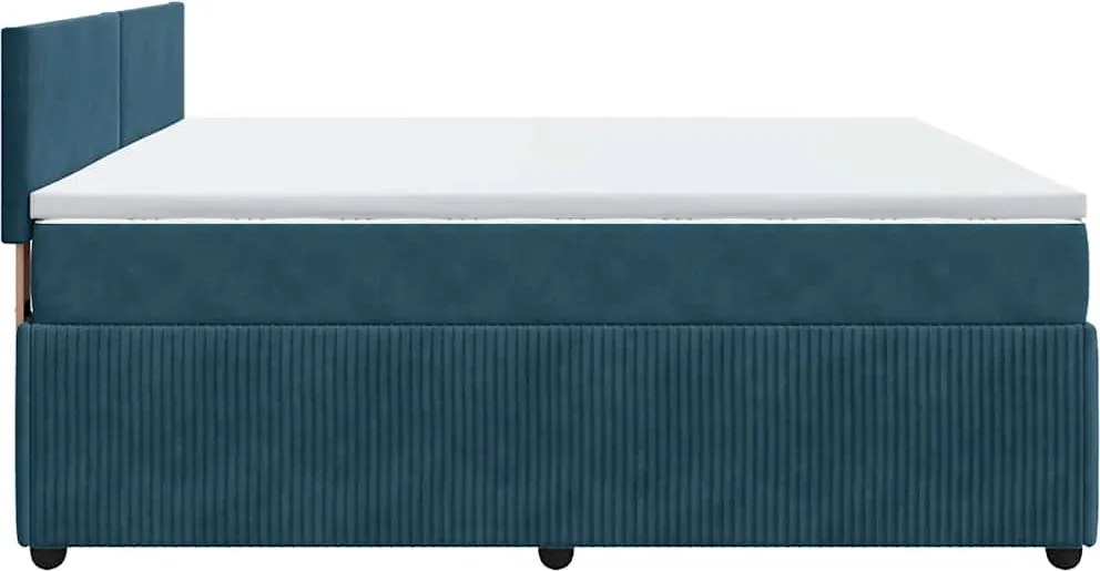 Box spring postel s matrací modrá 200 x 200 cm samet 3290128