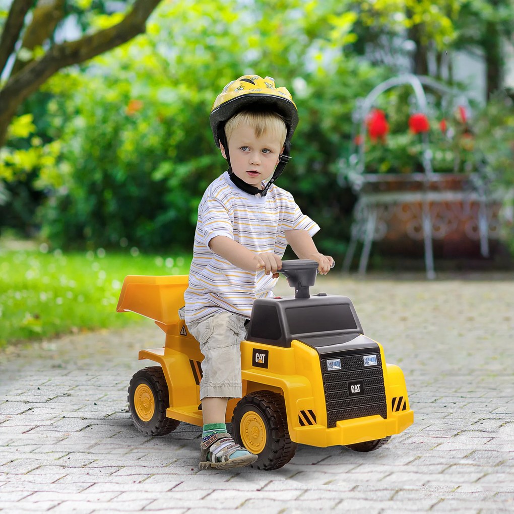 HOMCOM Elektrický dětský traktor, hrací vozidlo s vyklápěcí ložnou plochou, klakson, jezdící traktor se světlometem, max. 3 km/h, pro děti od 1,5 do …