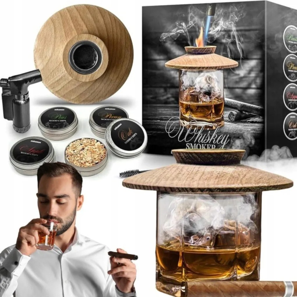 Whisky Smoker Sada na uzení nápojů Dárek ke Dni chlapců