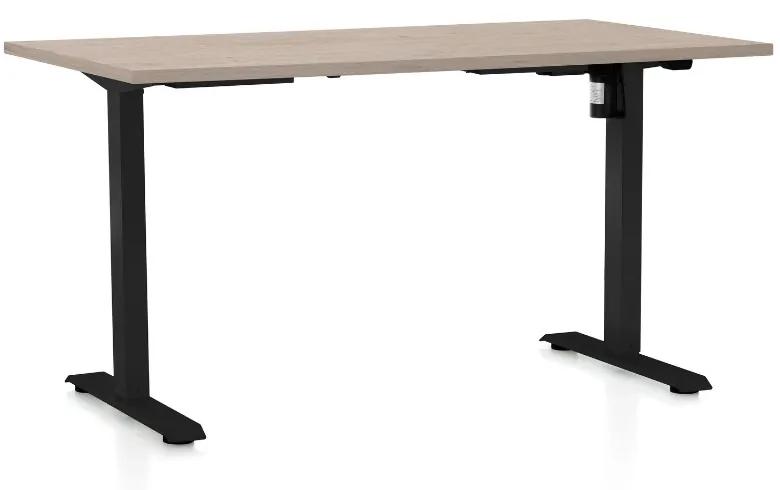 Výškově nastavitelný stůl OfficeTech A, 120 x 80 cm, černá podnož, dub
