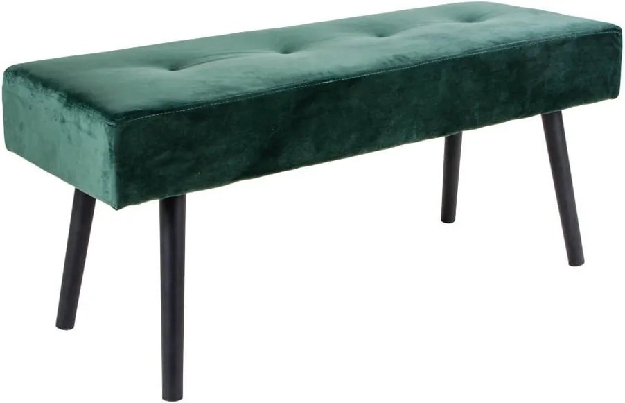 Tmavě zelená polstrovaná lavice se sametovým potahem House Nordic Skiby, 100 x 35 cm