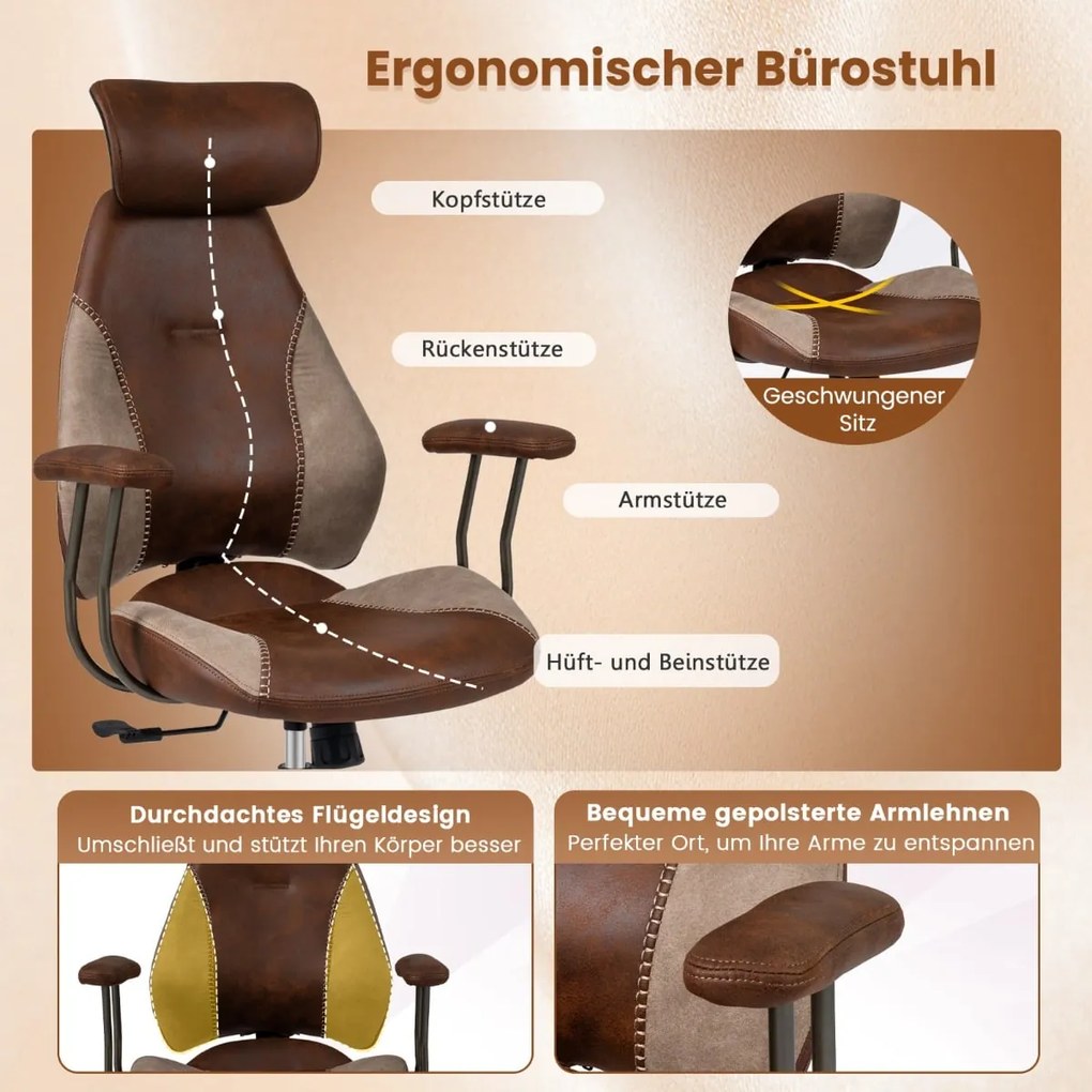 Costway Ergonomická kancelářská židle Stolní počítačová židle s opěrkou hlavy