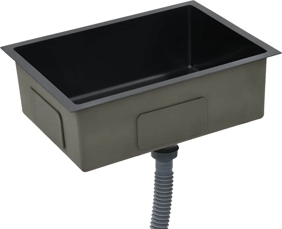 Ručně vyrobený kuchyňský dřez černý nerezová ocel 145084
