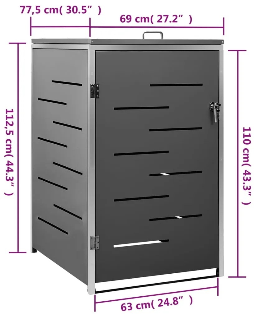 vidaXL Marketos Přístřešek na popelnici 69 x 77,5 x 112,5 cm nerezová ocel