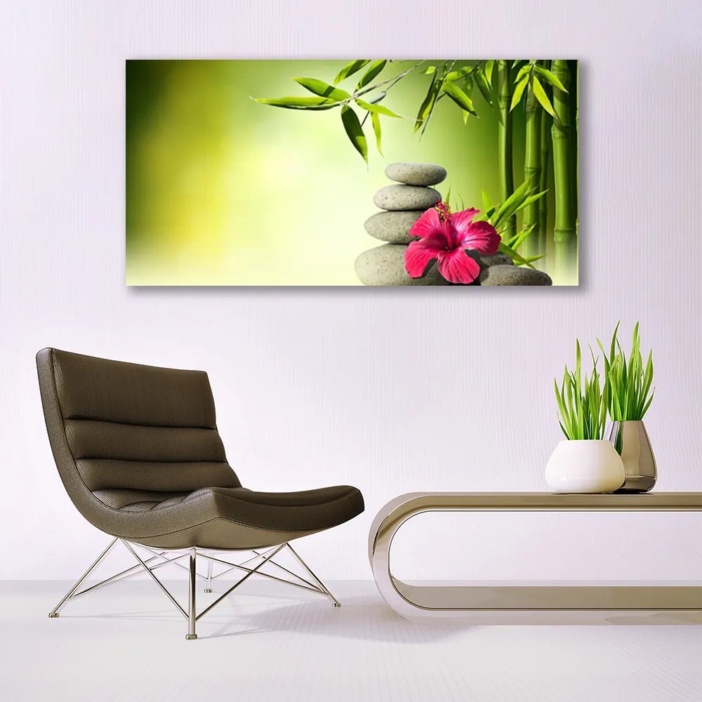 akrylový obraz Bambus Květ Kameny Zen 120x60 cm