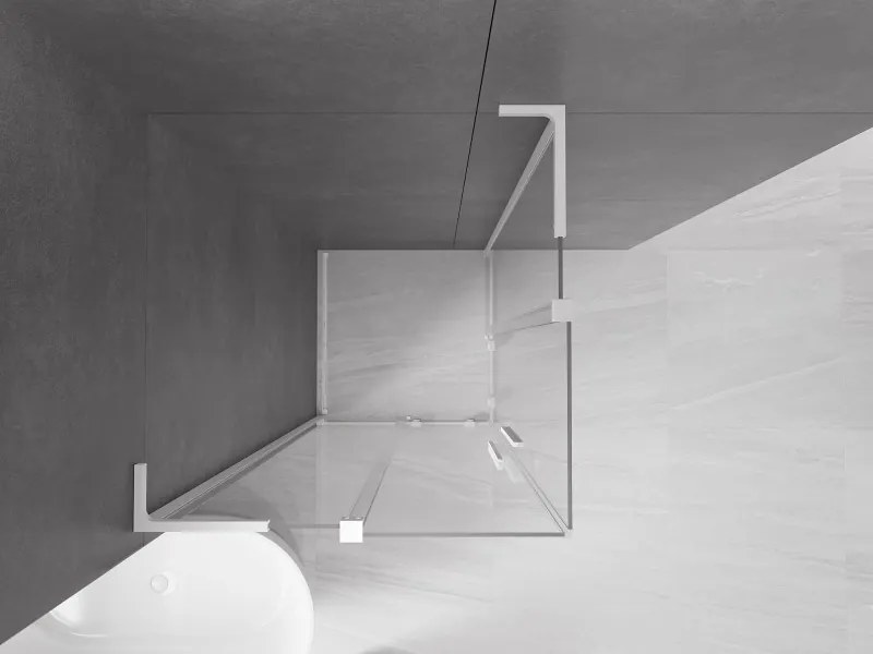 Mexen Velar L Duo, sprchový kout s posuvnými dveřmi 80 x 80 cm, 8mm čiré sklo, bílá matná, 871-080-080-02-03-20