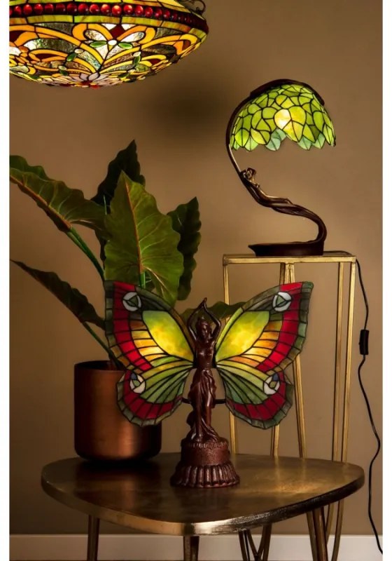 Barevná stolní lampa Tiffany Butterfly Lady – 41x20x41 cm