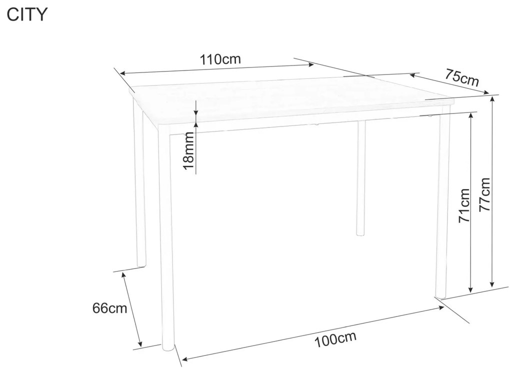 Jídelní stůl City 110 cm dub artisan/černý