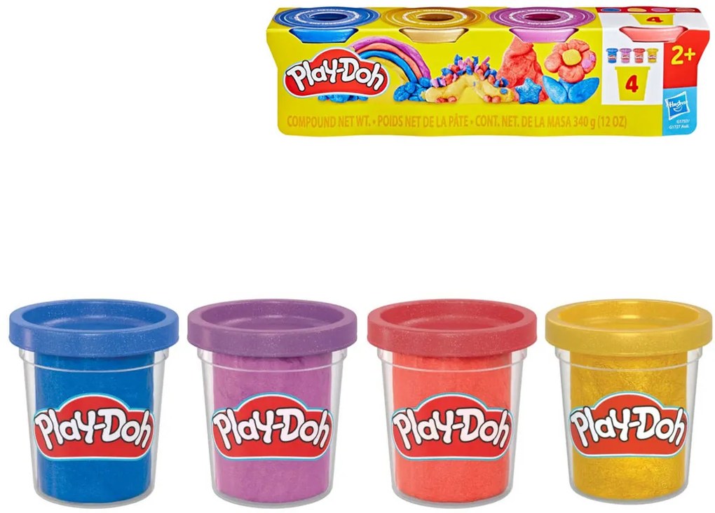 HASBRO PLAY-DOH Modelína kreativní sada 4 kelímky metalické barvy 340g 14g1737