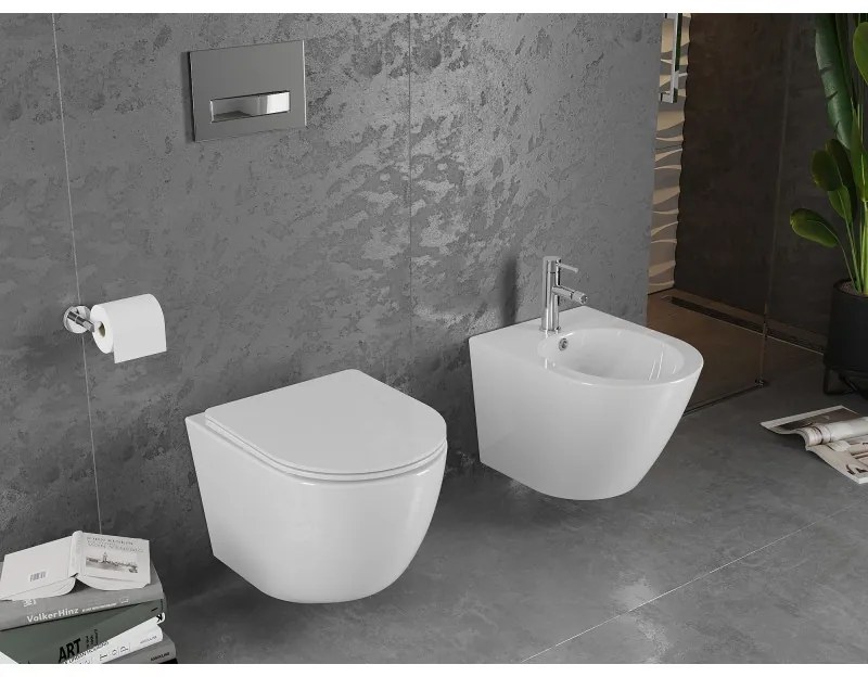 Mexen Lena WC mísa Rimless s pomalu padající deskou slim, duroplast, Bílá - 30220400