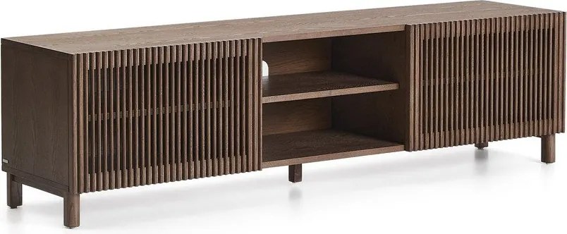 Tmavě hnědý TV stolek v dekoru ořechu 180x49,5x42,5 cm Beyla – Kave Home