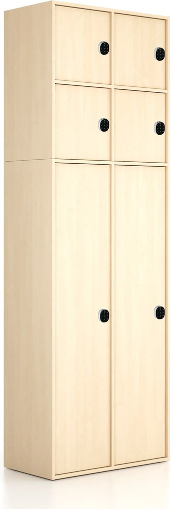Nástavba pro skříně FRAME, 4x dveře, 872 x 450 x 854 mm, kódový zámek, bříza