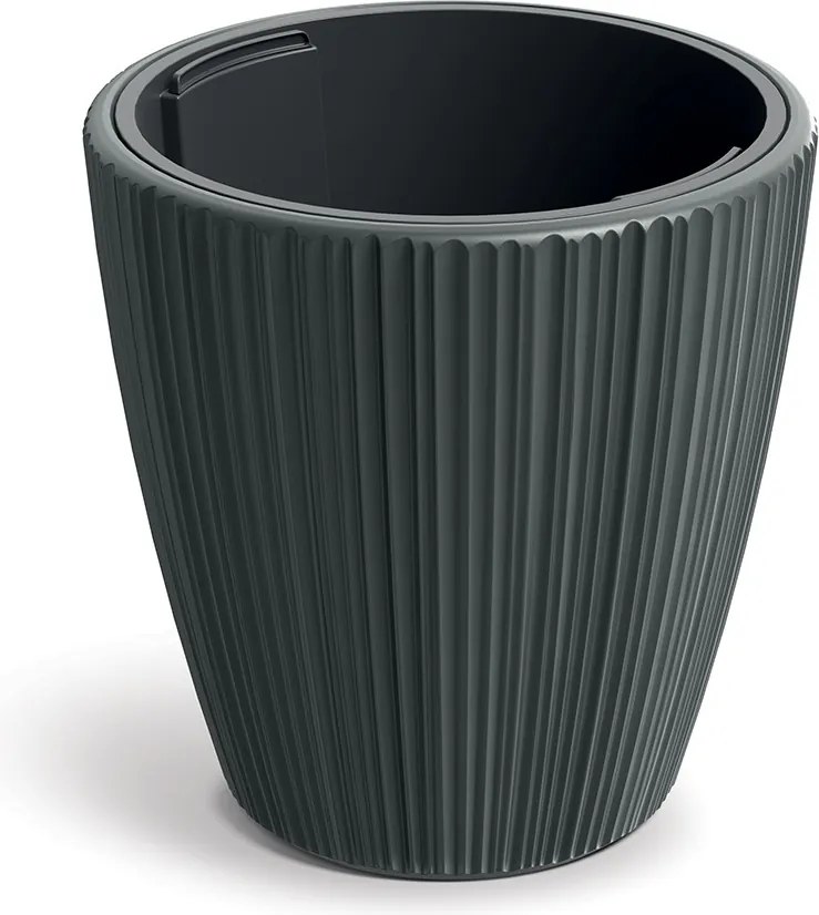 Plastový květináč OROS tmavě šedý matný