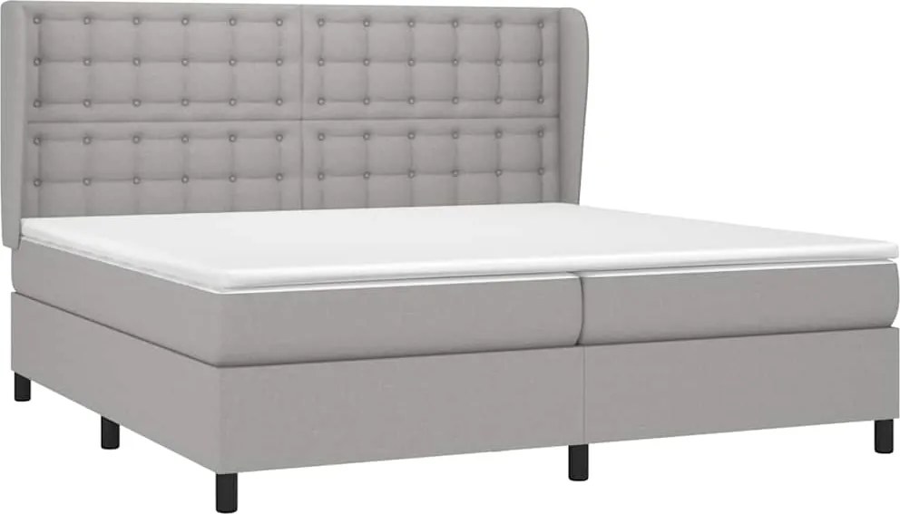 Box spring postel s matrací světle šedá 200 x 200 cm textil 3128309