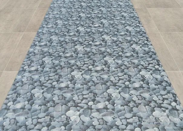 Breno Koupelnová pěnová předložka SOFTY-TEX 79910.7 oblázky, šíře 130 cm, Šedá/Modrá