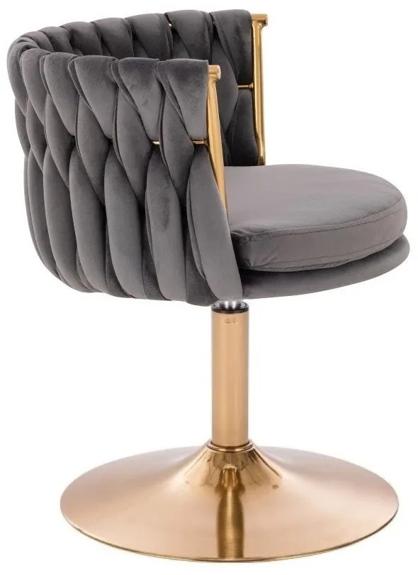 LuxuryForm DESIGN Otočná židle LYON VELUR na zlatém talíři - tmavě šedá