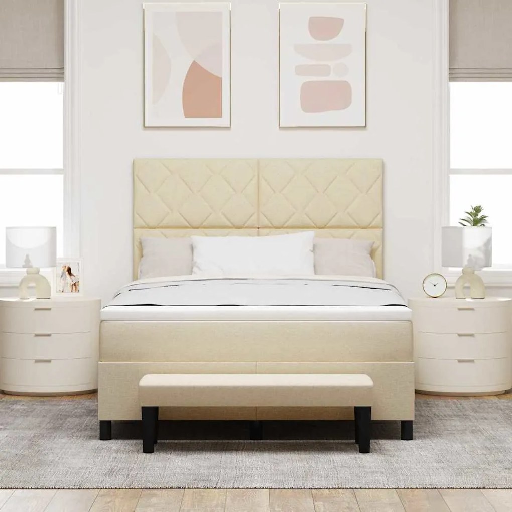 Postel s boxspringem s čelo Krémová 160 x 200 cm textil 3344161