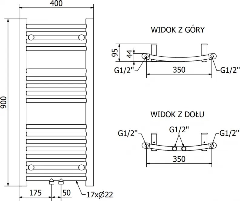 Mexen Ares, elektrické topné těleso 900 x 400 mm, 300 W, chromová, W102-0900-400-2300-01