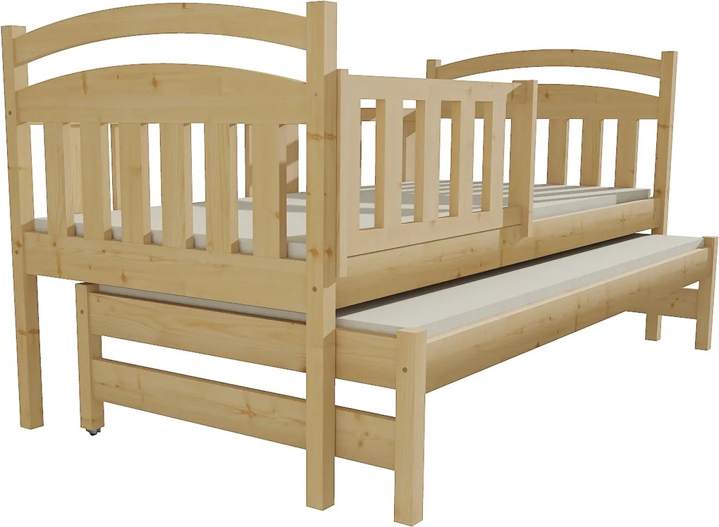 Vomaks Dětská postel s výsuvnou přistýlkou DPV 020 (netransparentní barva modrá, 80 x 200 cm, 2 kusy úložných prostor)