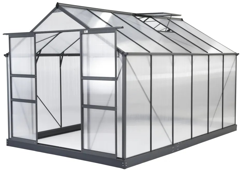 Hliníkový skleník Azalia 2,5 x 3,7m CoverTech antracitové barvě