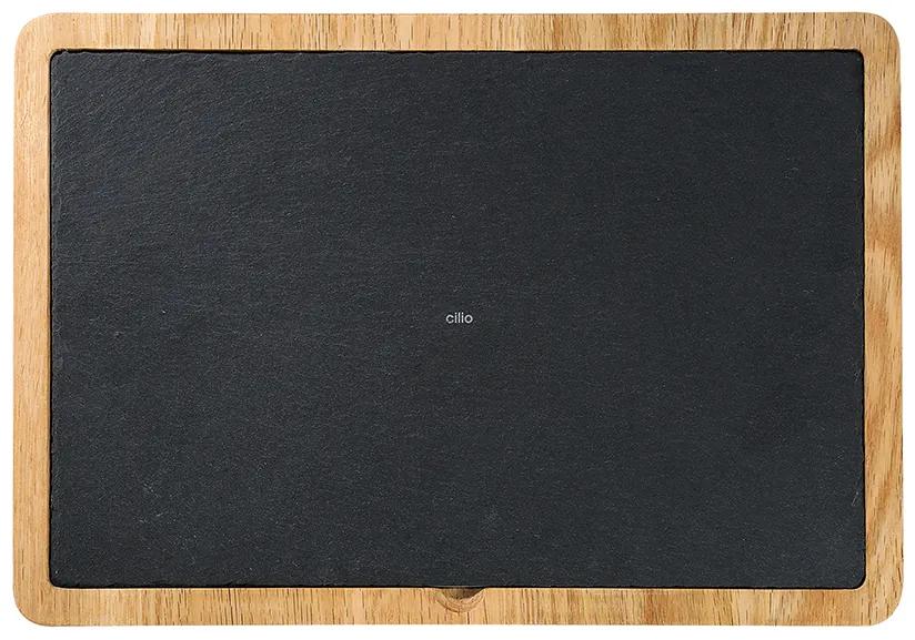Cilio Břidlicový servírovací podnos s dřevěným prkénkem 33 x 23 cm