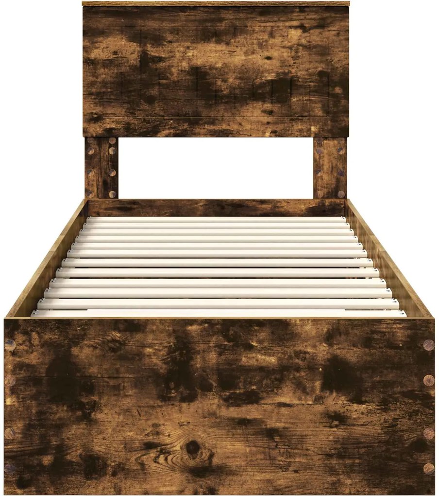 Rám postele Uzený dub a stříbrná 75 x 190 cm Kompozitní dřevo 3410962