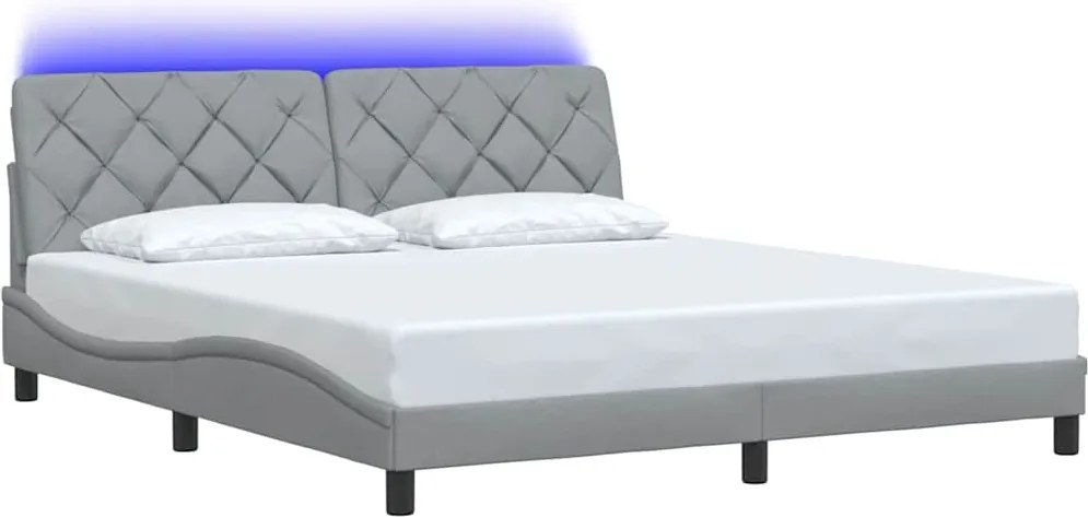 Rám postele s LED bez matrace Světle šedá 180x200 cm Látka 3310685