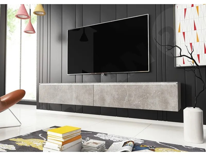 TV stolek Dlone 180, Barva: beton, Osvětlení: osvětlení LED - bílé